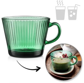 Flamenco Mystique Velký rýhovaný skleněný šálek lahvově zelený 380 ml 1ks SZK178