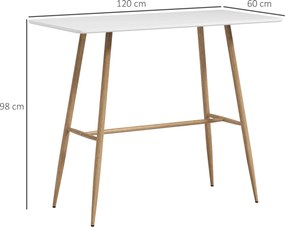 HOMCOM Obdélníkový Barový Stůl pro 4 Osoby, Vysoký Stůl s Ocelovými Nohy v Dřevěném Vzhledu, Snadná Sestava Bistro Stolu, pro Domácí Bar, Jídelnu, 12…