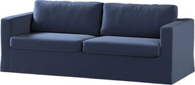 Potah na pohovku IKEA  Karlstad 3-místná, nerozkládací, dlouhý barva tmavě modrá látka sametová