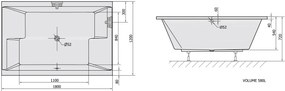 Polysan, DUPLA asymetrická vana 180x120x54cm, bílá, 13611