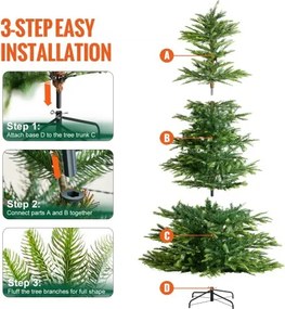 Vánoční strom 2,3 m předsvícený umělý strom se 700 bílými LED diodami 1319 špiček