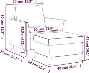 Křeslo s podnožkou černé 60 cm umělá kůže 3201117