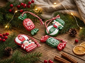 Sada 4 ks vánočních ozdob CANDY ELF 6 cm