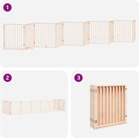 Zábrana pro psy s dvířky skládací 10 panelů 800 cm topol 3155559