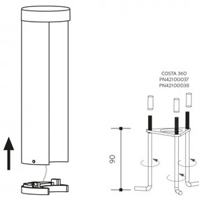 PANLUX Zahradní LED sloupek / svítidlo COSTA 360, antracit
