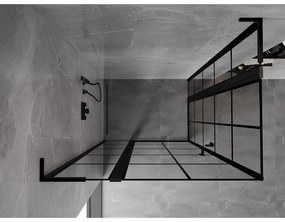 Mexen, Mexen Mist L Duo sklápěcí sprchový kout 100 x 90 cm, černá mřížka - 8A4L-100L-090P-70-77