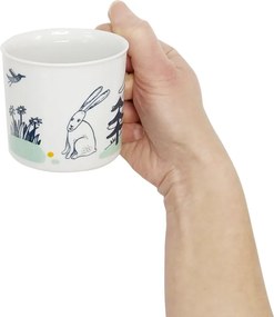 Porcelánový hrnek Zajíček na paloučku, 250 ml – s českým autorským designem v pohádkovém stylu