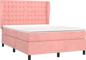Box spring postel s matrací růžová 140x190 cm samet 3129452