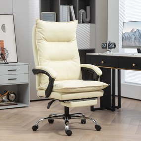 Vinsetto ergonomické kancelářské křeslo, náklon 155° s vysouvací opěrkou nohou, snadno čistitelná PU koženka, polstrované opěrky, otáčecí a výškově n…