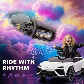 AIYAPLAY dětské elektrické auto Lamborghini 12V s 2,4G dálkovým ovládáním a 2 motory, max. 4 km/h, bílá