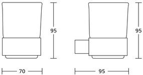Mexen Adox, nástěnná sklenice na kartáčky, černá matná, 7018238-70