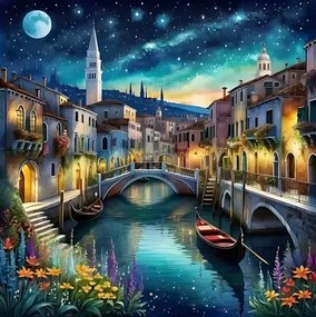 NORIMPEX Malování podle čísel Benátky v noci / 40x50 cm