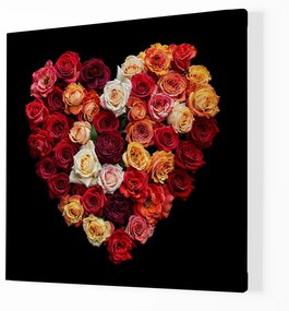 Obraz na plátně - Barevné růže Srdce FeelHappy.cz Velikost obrazu: 120 x 120 cm