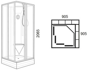 Ravak Supernova - Sprchový box 91x91 cm, s vaničkou a příslušenstvím, bílá/Grape 82677112ZG