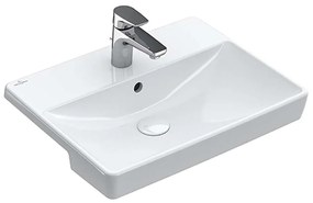 Villeroy & Boch Avento - Polozápustné umyvadlo 55x44 cm, s přepadem, otvor pro baterii, CeramicPlus, Stone White 4A0655RW
