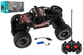 Auto RC Off-Road plast 26cm 27MHz dobíjecí pack+baterie se světlem červené v krabici