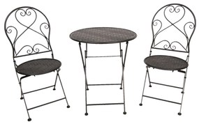 Černá zahradní souprava stůl + 2 židle - Ø 60*70 / 2x Ø 40*40*92 cm