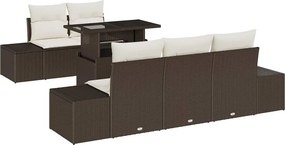 Set pohovek 6 ks Hnědá a krémová polyratan 3349094