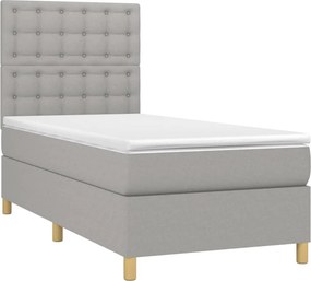 Box spring postel s matrací a LED světle šedá 80x200 cm textil 3135709