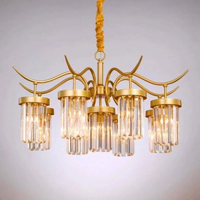 Toolight - Závěsný křišťálový lustr 9xE27 60W, zlatá, OSW-08916
