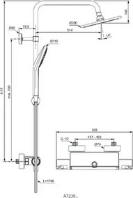 Ideal Standard CeraTherm - Sprchový set T50 s termostatem | 20 cm | 3