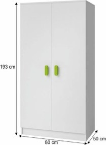 Skříň 2D, bez úchytek, bílá, Svend TYP 6