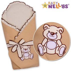 Baby Nellys Zavinovačka s výztuží Teddy Bear - jersey - hnědá