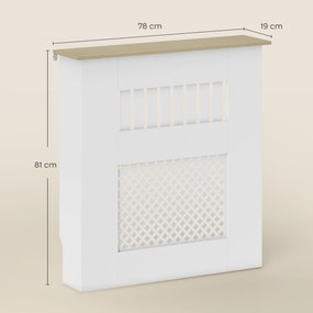 HOMCOM kryt radiátoru 78 x 19 x 81 cm, kryt radiátoru, moderní lamelový a voštinový design, bílá