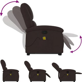 Zvedací masážní polohovací křeslo tmavě hnědé textil 3204181
