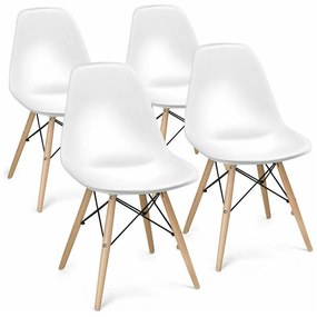 4 kusová sada moderních jídelních židlí ve 4 barvách - bílá