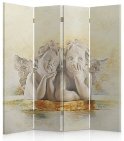 Ozdobný paraván, Dva andělé - 145x170 cm, čtyřdílný, obustranný paraván 360°