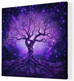 Obraz na plátně - Strom života Purpurová aura FeelHappy.cz Velikost obrazu (šířka x výška): 120 x 120 cm