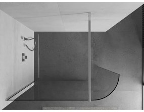 Mexen Kioto, zaoblená sprchová zástěna 80 x 200 cm, 8mm čiré sklo, chromový profil, 800-080-101-01-06