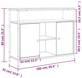 Příborník kouřový dub 100 x 35 x 80 cm kompozitní dřevo - Default Title