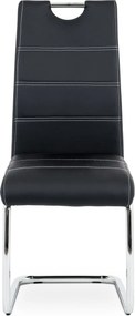 Autronic Pohupovací jídelní židle HC-481 BK, černá ekokůže, bílé prošití/chrom