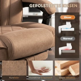 Kancelářská židle Vinsetto s vibrační masáží — ergonomická polohovatelná židle k psacímu stolu s vyhřívanou bederní opěrkou, výškově nastavitelná, ot…