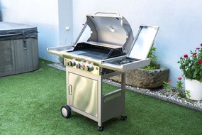 Plynový gril CALIFORNIA BBQ, 4 hořáky, s redukčním ventilem, stříbrná Penta CZ