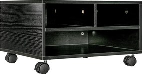 HOMCOM Stojan na tiskárnu se 2 policemi, dřevěný kabinet do kanceláře a na studium s kolečky, 47x40x27,5 cm, černý | Aosom
