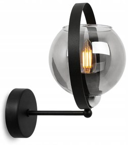 Nástěnné svítidlo HAGA RING 1, 1x grafitové skleněné stínítko (výběr ze 3 barev uchycení)