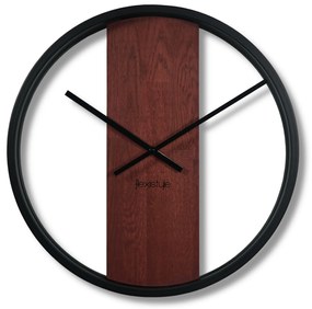 Mahagonové nástěnné hodiny ze dřeva a kovu 50 cm