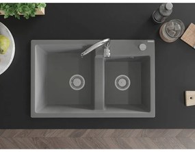 Mexen Tomas, granitový dřez 800x500x190 mm, 2-komorový, šedá, 6516802000-71