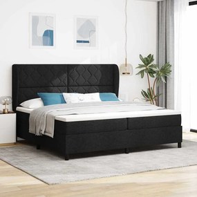 Postel s boxspringem s čelo Černá 200 x 200 cm textil 3340650