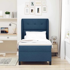 Postel s boxspringem s čelo Modrá 90 x 200 cm textil 3340549
