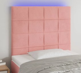 vidaXL Čelo postele s LED 80x5x118/128 cm samet [3122459] Barva: Růžová