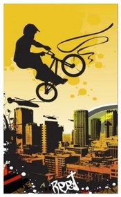 DIMEX | Vliesová fototapeta na zeď Cyklisti MS-2-0326  | 150 x 250 cm | žlutá, černá, oranžová