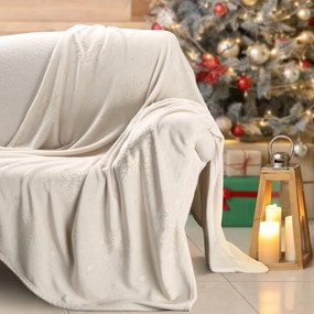 EUROFIRANY VÁNOČNÍ FLANELOVÁ DEKA SNOW GOLD 150X200 CM VZOROVANÁ