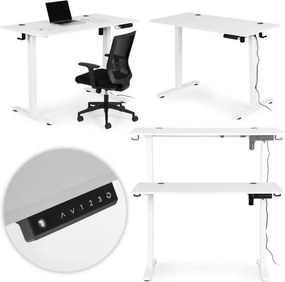 Elektricky výškově nastavitelný pracovní stůl s bílými nohami - 120 x 60 cm