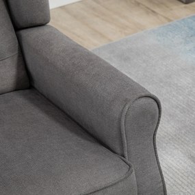 HOMCOM křeslo polohovatelné křídlo s čalouněním, dřevěné nohy, polyester, tmavě šedá, 74x86x102cm, do obývacího pokoje a ložnice | Aosom.de