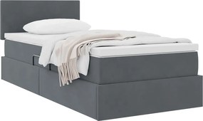 Postel s úložným prostorem s čelo Tmavě šedá 90 x 190 cm samet 3370666