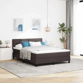 Postel s boxspringem s čelo Tmavě hnědá 140 x 190 cm textil 3338688